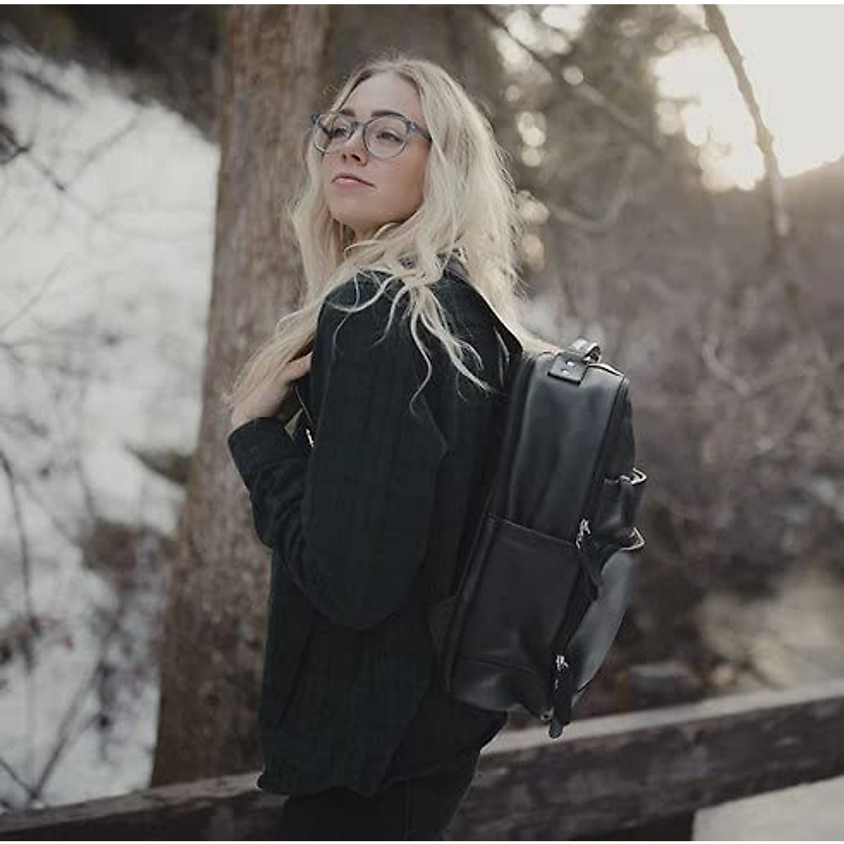 Kodiak Leather Katmai Backpack/Diaper Bag (Black)