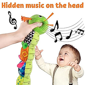 LIGHTDESIRE Baby Toys Musical Caterpillar,Infant Toys Stuffed Animal Toys with Ruler Design and Ring Bell,Baby Teething Toys for Tummy Time Newborn Boys Girls 0 3 6 12 Months(Green)