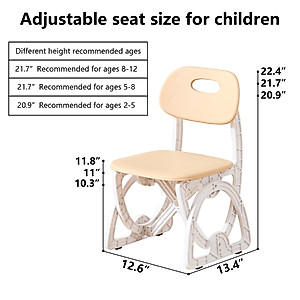 Adjustable Kids Chair 3 Level Height Adjustable Kid Chair Sturdy Children's Chair for 2-10 Years Old Suitable for Family Home Classroom Kindergarten Indoor use with a Max Weight of 220LB(1PCS-Beige)