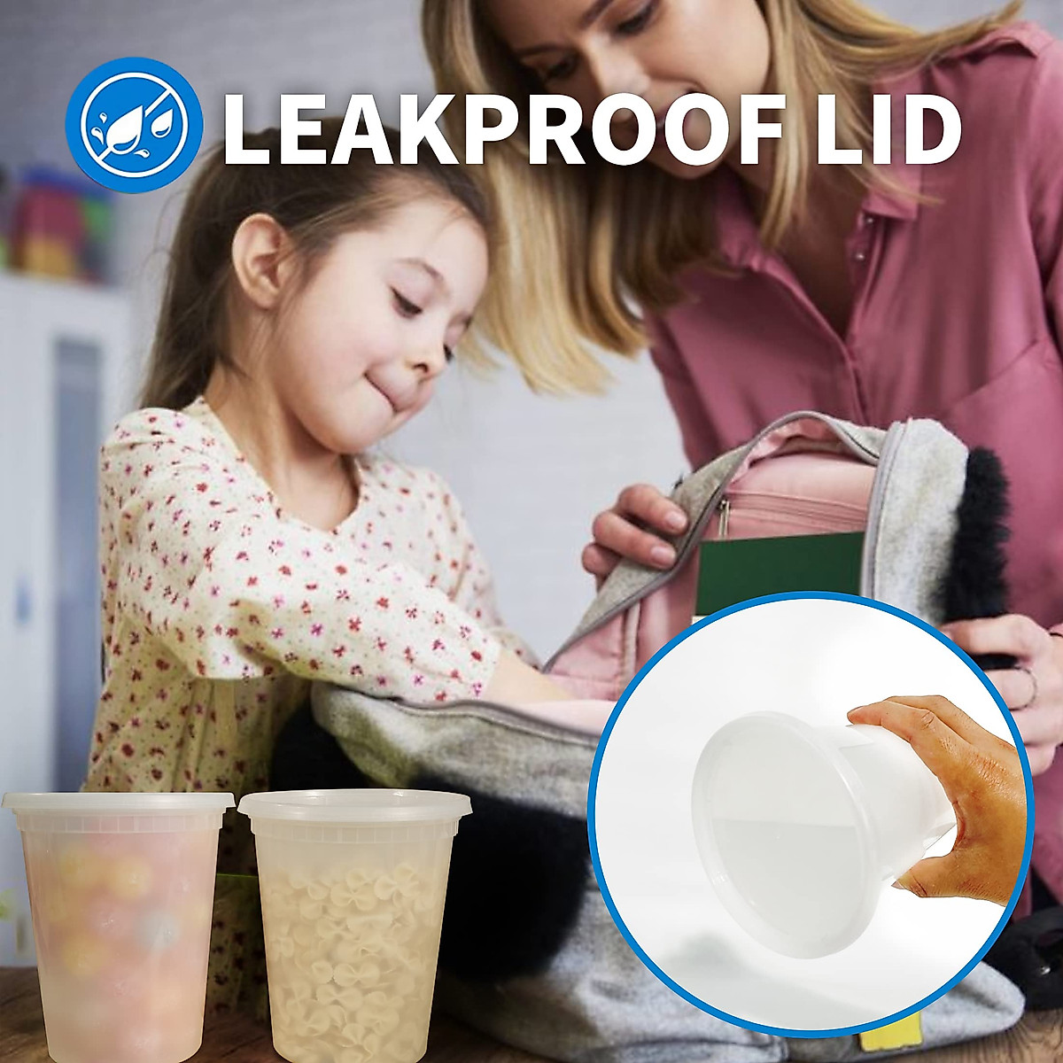 YUESING 40 Pack 32oz Deli Containers with Lids Food Storage Containers Plastic Deli Containers with Lids, Slime, Soup, Meal Prep Containers | BPA Free | Stackable | Leakproof | Dishwasher/Freezer Safe