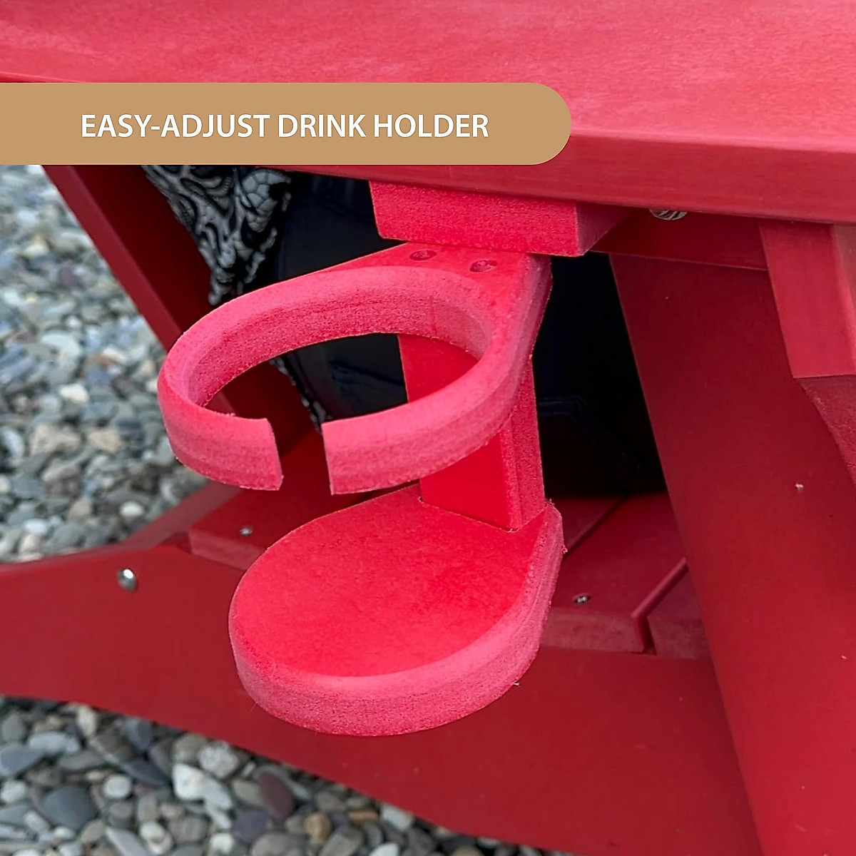 Southern Homewares Adirondack Chair Cup Holder Attachment, Durable Poly Lumber, Adjustable, Ideal for Your Polywood Outdoor Furniture, Red