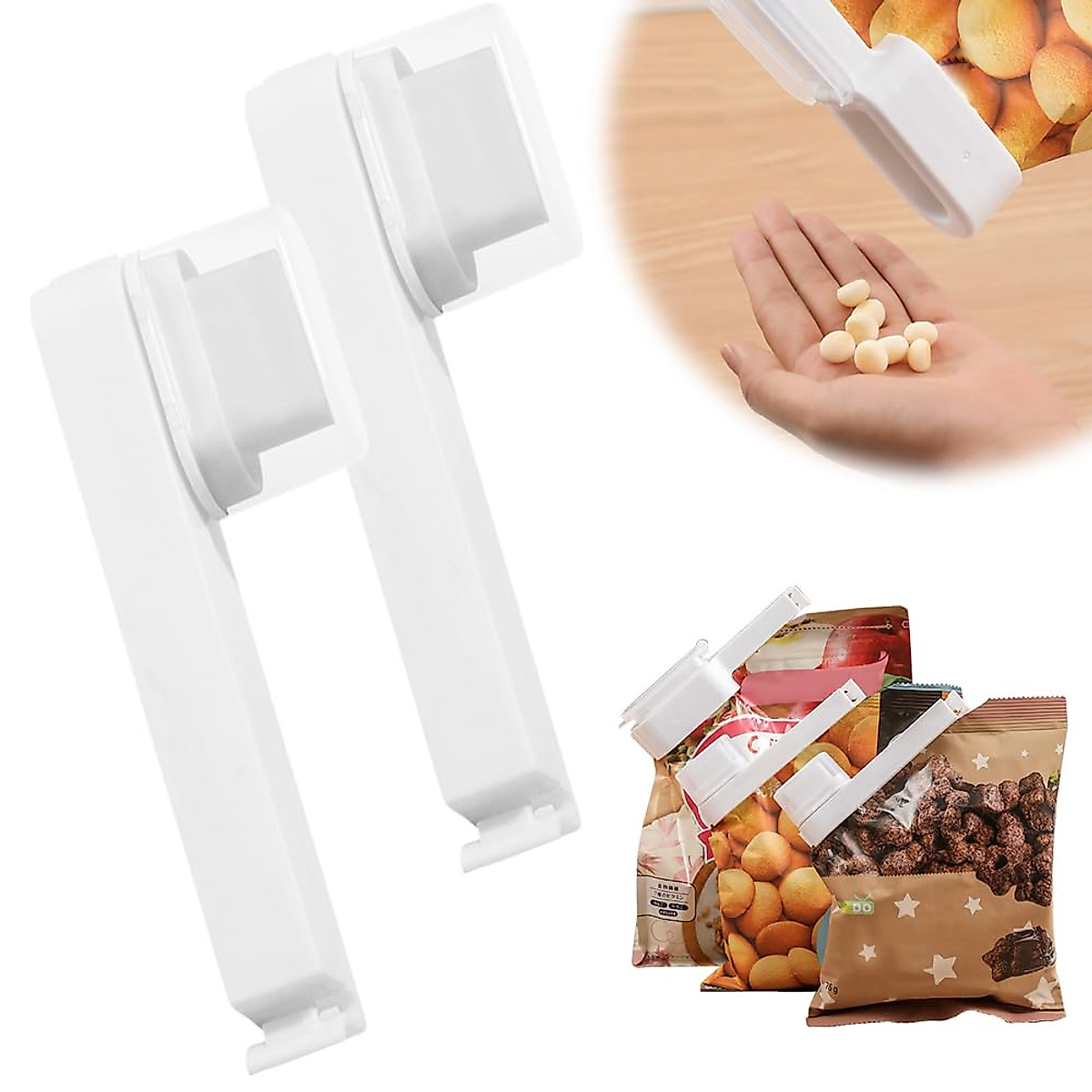 Food Bag Sealing Clip with Pour Spout, 2025 New Bag Clips with Pour Spout Seal and Pour Bag Clip, Upgrade Plastic Cap Sealer Clips Food Storage Organizer for Home Kitchen (A1#Small, 2PCS)