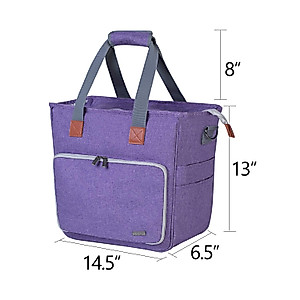 LUXJA Knitting Bag with Shoulder Straps, Yarn Bag for Carrying Projects, Knitting Needles, Crochet Hooks and Other Accessories, Purple