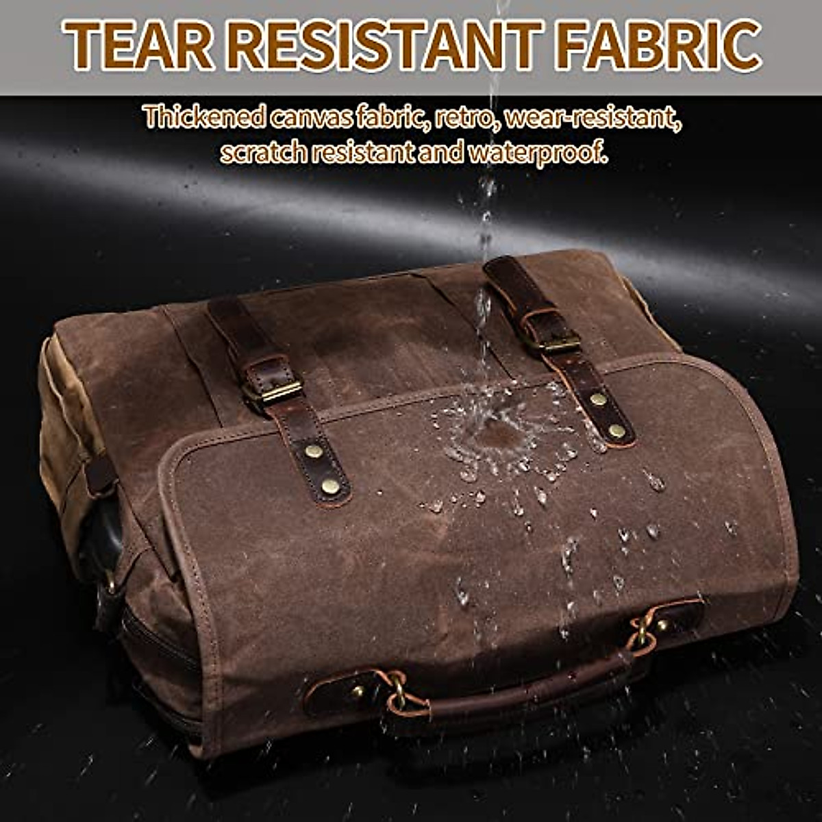 NerIion Messenger Bag for Men 15.6 Inch Vintage Canvas Genuine Leather Briefcase for Men Laptop Bag Waterproof Computer Satchel Shoulder Bag (Brown)