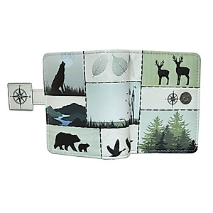 Shag Wear Wild Life Moose Polar Bear Wolf Canadian Geese Small Wallet for Women and Teen Girls Vegan Faux Leather 4.5" Beige
