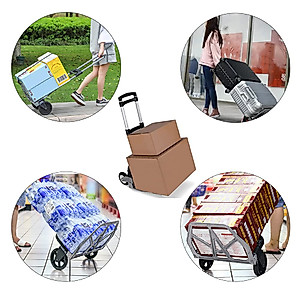 Folding Hand Truck and Personal Dolly,200lbs Aluminum Stair Climbing Dolly Cart with Rubber Wheels and Bungee Cord,Heavy Duty Handcart Luggage Cart for Home,Travel, Moving and Office Use