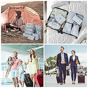 Packing Cubes for Suitcase, Sightor 8 Set Travel Luggage Organizers Packing Bags with Shoe Storage Bag Toiletry Bag for Clothes Cosmetics Travel Accessories (Grey)