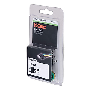 CURT 58031 Trailer-Side 4-Pin Flat Wiring Harness with 12-Inch Wires