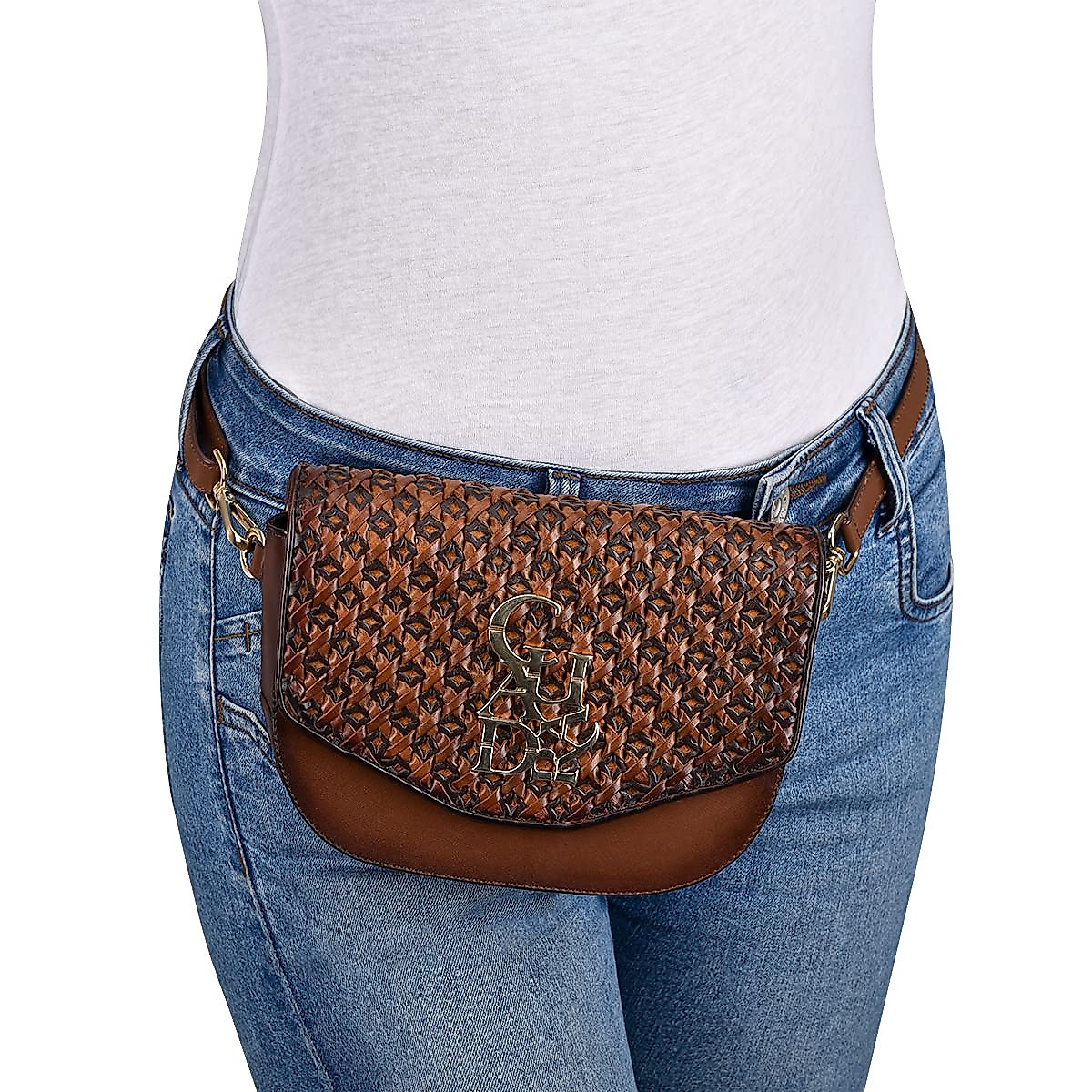 CUADRA Women's Belt Bag in Bovine Leather Brown, BOD24RS