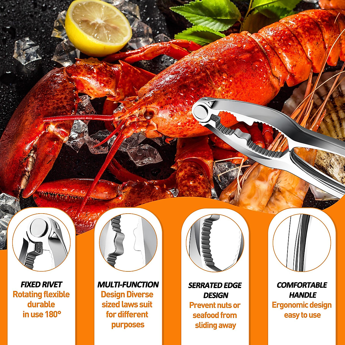 Seafood Crab Crackers and Tools, 21 Pcs Crab Leg Crackers Tools, Lobster Crackers and Picks Set, Crab Utensils Seafood Tools, Crab Forks Scissors Lobster Shellers, mobzio Nut Cracker Set for Crab Legs