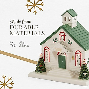 Spode Christmas Tree Miniature Village Figural Decoration, LED Lighted Village Set, Ceramic Holiday Decor - Dolomite Collectible for Indoor Display (School House)