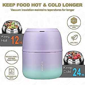 HAWEEK 12 Ounce Thermo For Hot Food Vacuum Soup Thermo Insulted Food Jar, Kids Thermo Lunch Container for School, Travel, Stainless Steel