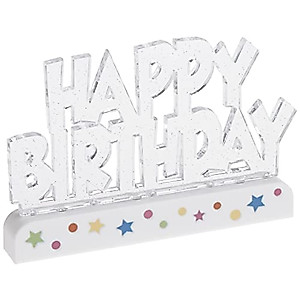 Unique Flashing Happy Birthday Cake Decoration, 4.5" x 3.5", Multicolor