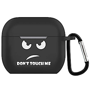 Airpods 3 Case Cover 2021,CACOE Silicone Case Cover for AirPods 3rd Generation,Black Protective Skin AirPod 3 Gen Cases Shockproof Air Pod Cute Funny Print Accessories with Keychain