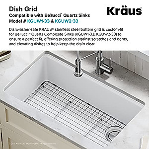 KRAUS KBG-GR2814 Bellucci Series Stainless Steel Kitchen Sink Bottom Grid with Soft Rubber Bumpers for 33-inch Kitchen Sink