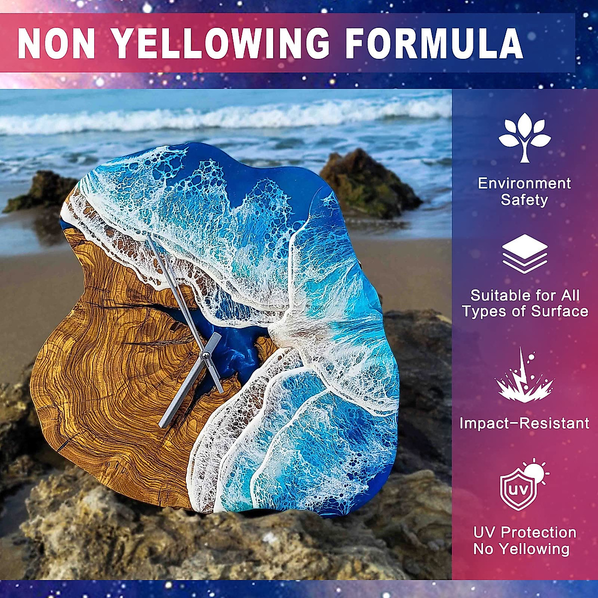 Epoxy Resin, 16OZ Crystal Clear Epoxy Resin Kit, Casting Resin for Art Crafts, Jewelry & Resin Mold, Countertop, Table Top, Wood, No Yellowing & Bubble Free, Easy Mix 1:1 Ratio