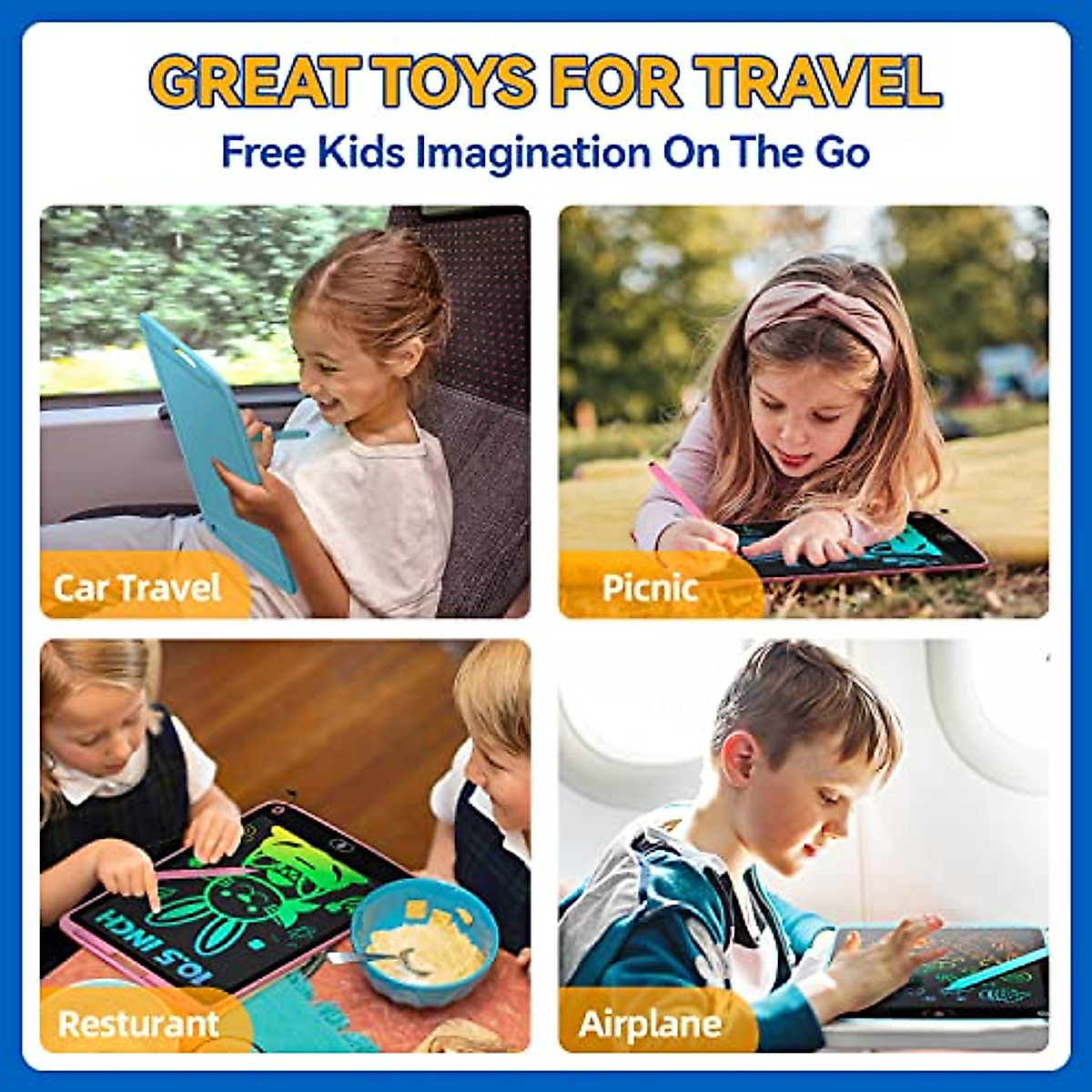 Toys for Girls Boys 10.5 Inch LCD Writing Tablet 2 Packs Drawing Pad, Colorful Screen Doodle Board for Preschool Kids, Travel Gifts Girl Boy Learning Toys for Age 3 4 5 5+ 6-8 8-10 Toddler