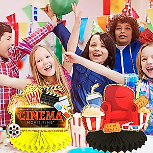 9PCS Movie Night Birthday Party Decoration Movie Table Honeycomb Centerpiece Movie Theme Theatre Table Decoration Movie Night Party Decoration for Movie Star Birthday Party Supplies
