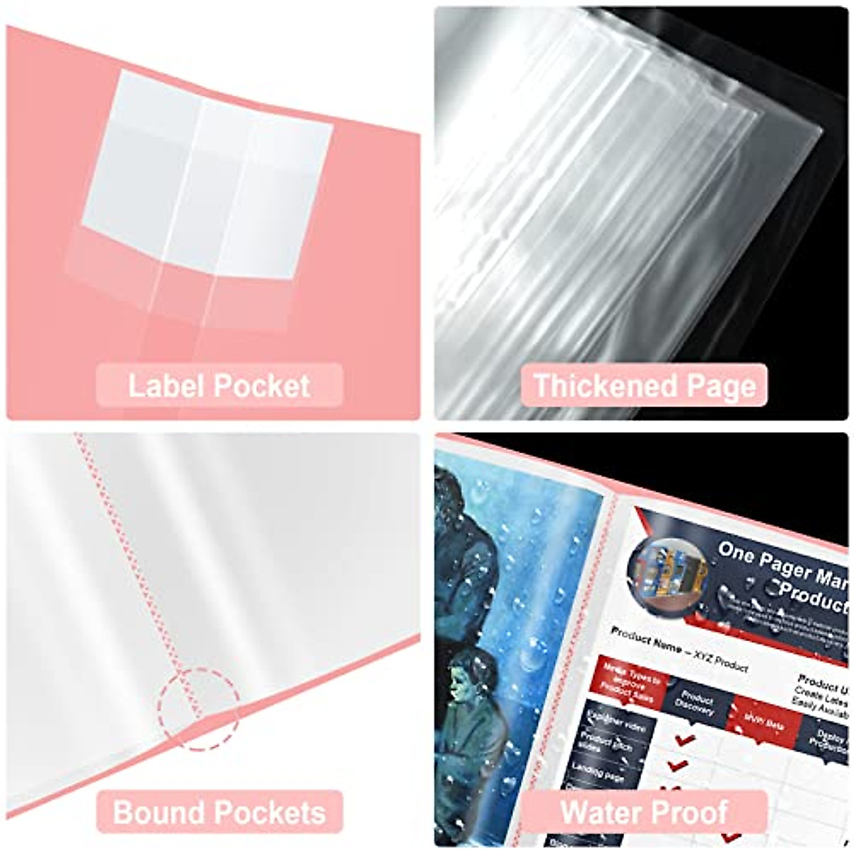 11x17 Portfolio Presentation Book - Art Portfolios 11x17 Binder with 40 Plastic Sleeves for Displaying 80 Pcs 11 x 17" Paper, Artwork, Prints or Posters - Pink