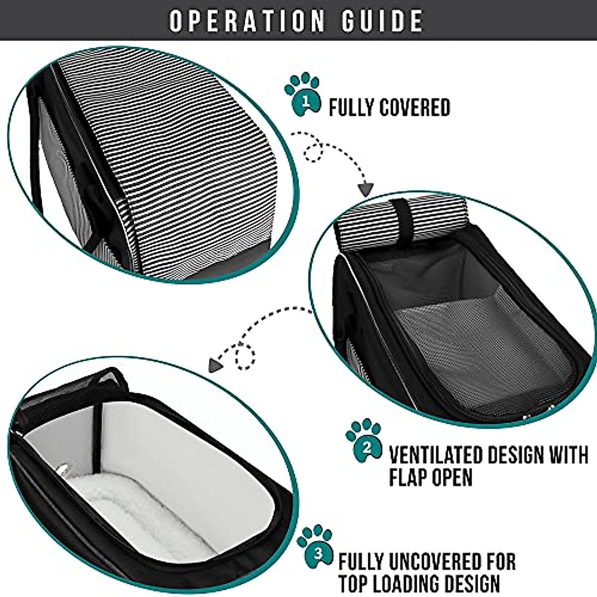 PetAmi Airline Approved Dog Purse Carrier | Soft-Sided Pet Carrier for Small Dog, Cat, Puppy, Kitten | Portable Stylish Pet Travel Handbag | Ventilated Breathable Mesh, Sherpa Bed (Stripe Black)