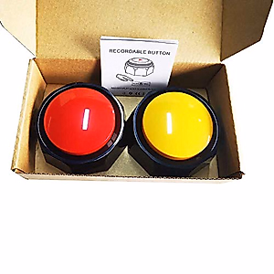 BOSKEY Dog Training Buzzer recordable Button-Record and Playback Any Message You want-10 Seconds Record Button 2 Colors(Including Battery) (Yellow+Red)