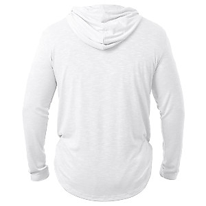 MANSDOUR Men's Athletic Hooded Shirts Long Sleeve Workout Sport Hoodie Casual Running T Shirt Quick Dry Pullover Top Lightweight Golf Shirts Fashion Solid Color Active Gym Sweatshirt White