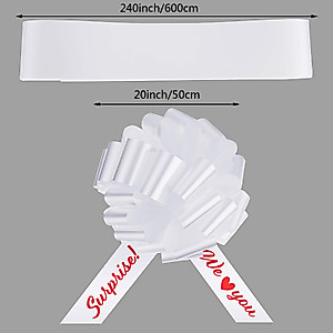 20 Inches Car Bow Pull White Car Present Wrapping Bow, We Love You Surprise Car Bow with 20 Feet Car Ribbon for Car Decor Wedding New Houses Party Celebration