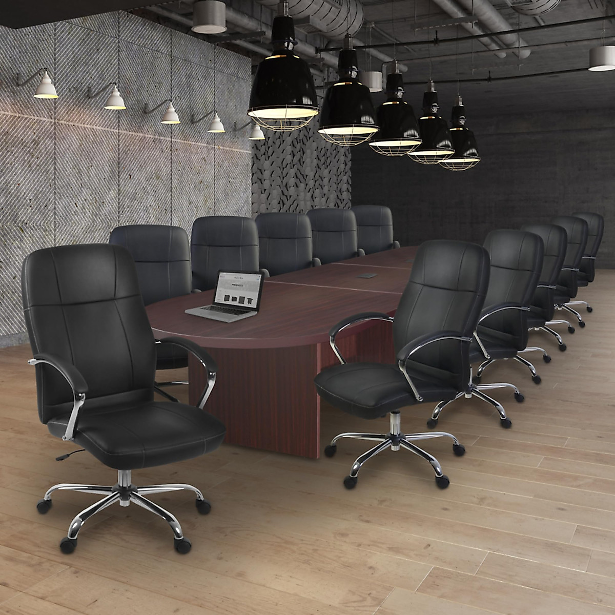 Regency with with 2 Power Data Grommets Legacy Modular Racetrack Conference Table, 192-inch, Mahogany