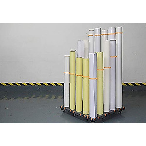 Rolling Floor Rack for Vinyl Roll Storage Detachable Free Assembly Mobile Material Floor Rack for Vinyl with 2 Modules-16 Spindles (3 Inch Core)