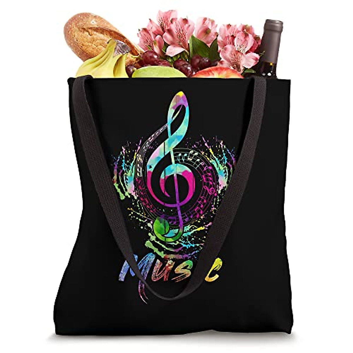 Funky Colorful Music Treble Clef Musical Note T-Shirt Tote Bag
