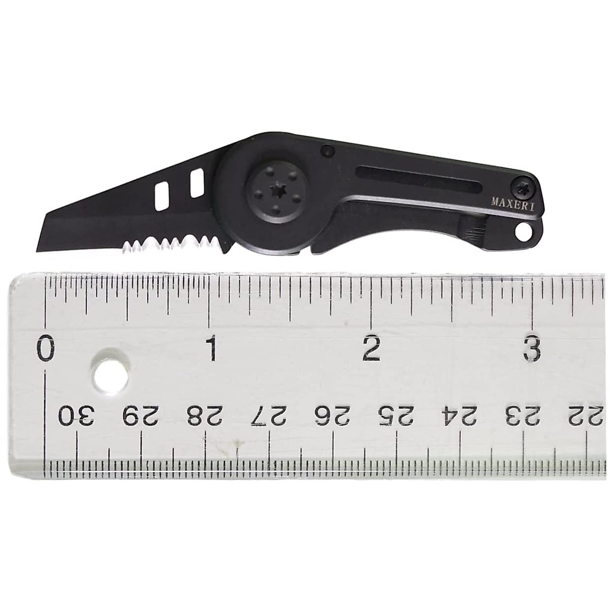 MAXERI World's Smallest All Purpose Pocket Knife, Premium Heat-Treated Stainless Steel Blade, Micro Slim Minimalist Design, Ideal Every Day Carry (Serrated Blade)