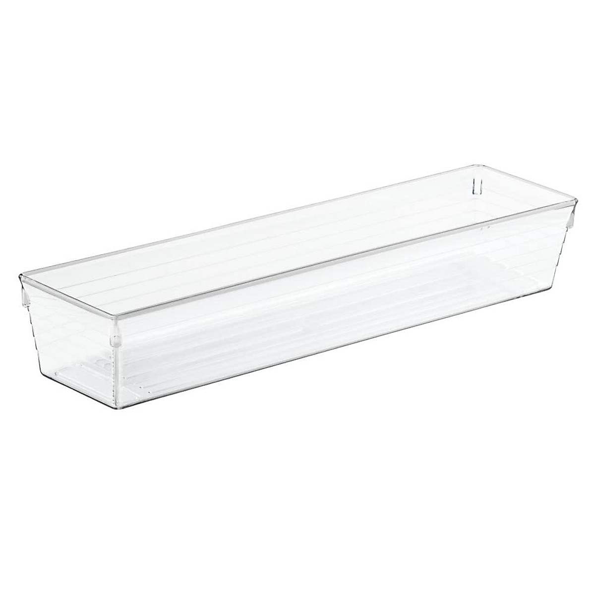 mDesign Plastic Kitchen Cabinet Drawer Organizer Tray - Storage Bin for Cutlery, Serving Spoons, Cooking Utensils, Gadgets - BPA Free, Food Safe, 12" Long, 6 Pack - Clear