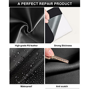 Leather Repair Patch 8×11 inch Strong Adhesive Repair Tape, Anti Scratch Patch for Couch, Sofas, Car Seat, DIY Furniture Upholstery, Handbags, Jackets First Aid Stick On Patch(Black)