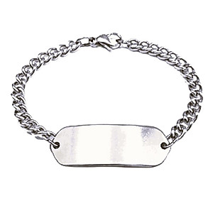 MakeMeThis Plain ID Bracelet IDB-01LC - with Lobster Claw Clasp - Stainless Steel - Personalized Engraving - Customized Bracelet Length - Youth, Adult or Large Adult