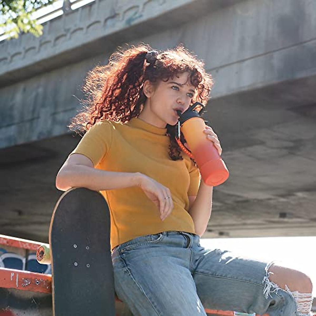 Farsea Wide Mouth Water Bottle Straw Lid, Caps with 2 Straws and 1 Brush - 40oz, 32oz, 24oz, 18oz