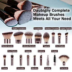 Makeup Brushes, Daubigny 16Pcs Complete Premium Synthetic Makeup Brush Set with Professional Foundation Brushes Powder Concealers Eye shadows Blush Makeup Brush for Perfect Makeup (Champagne Gold)