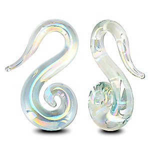 Stuppendux Seahorse Shape Ear Glass Spiral Tapers Plugs Tunnels Expander Hanger Gauges Earrings Stretching Body Piercings Jewelry Gauges 8g 3MM