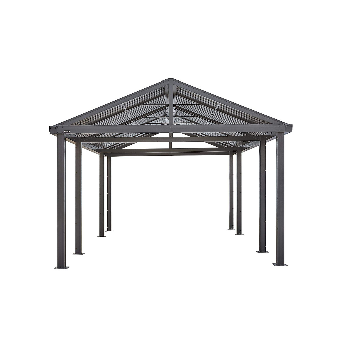 Sojag 20' x 12' Samara Carport with Aluminum Frame and 10' High Galvanized Steel Roof for Easy Drive Through Access