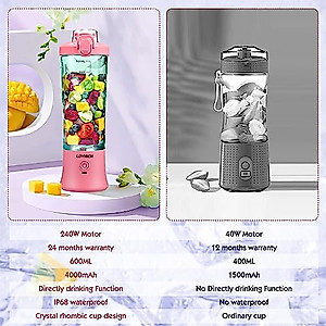 Portable Blender, Personal Size Blender for Shakes and Smoothies with 6 Blades Mini Blender 20 Oz for Kitchen,Home,Travel (pink)