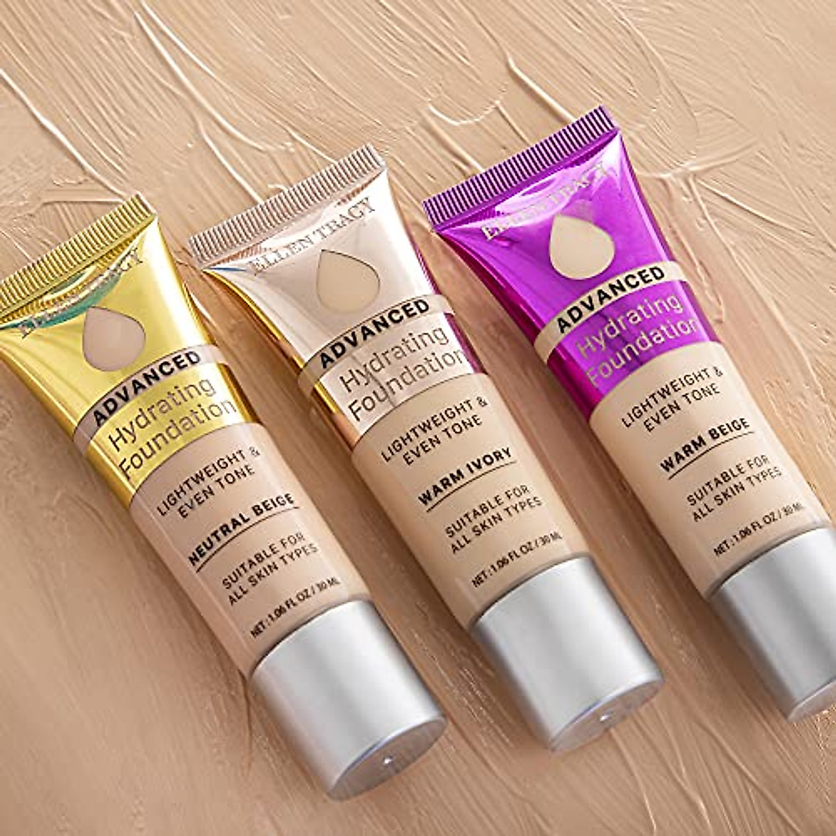 Ellen Tracy Advanced Hydrating Foundation- Lightweight Makeup Suitable for all Skin Types, Long Lasting, Flawless Finish Foundation, 1.06 fl oz (Natural Beige)