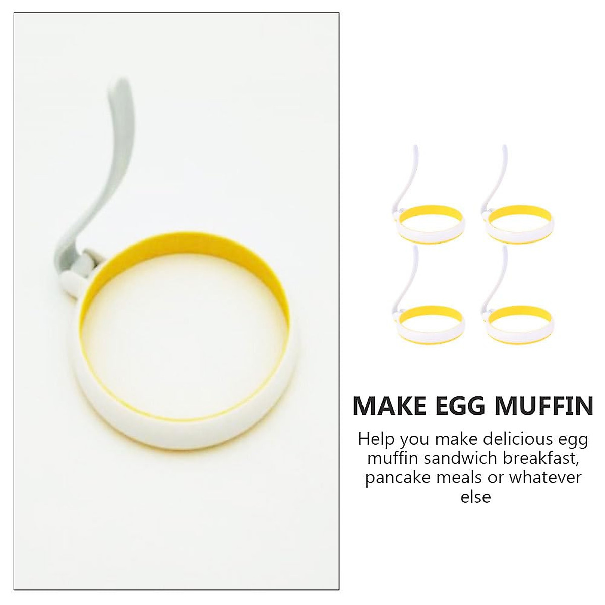 PRETYZOOM 4pcs Silicone Egg Ring, 5 Inches Profession Egg Ring Set, Nonstick Egg Rings With Handle Fried Egg Ring for Omelette, Pancake, Kitchen Cooking Tool