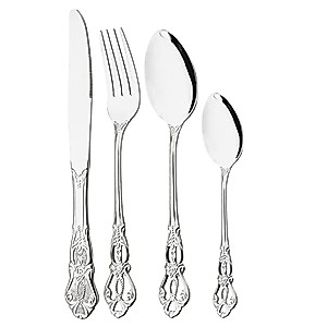 JANKNG Mirror Polished Silver Silverware Set, 24-Piece 18/10 Stainless Steel Shiny Finish Flatware Set Service for 6, Kitchen Utensil Set, Tableware Cutlery Set for Home and Restaurant Dishwasher Safe