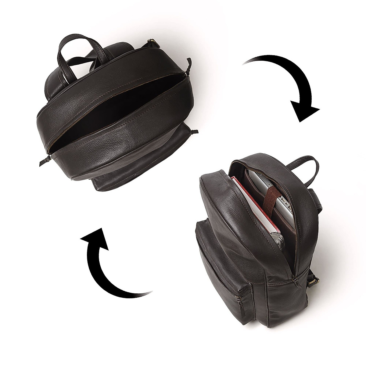 ADYAN Leather Backpack Bag for Men and Women (Brown)