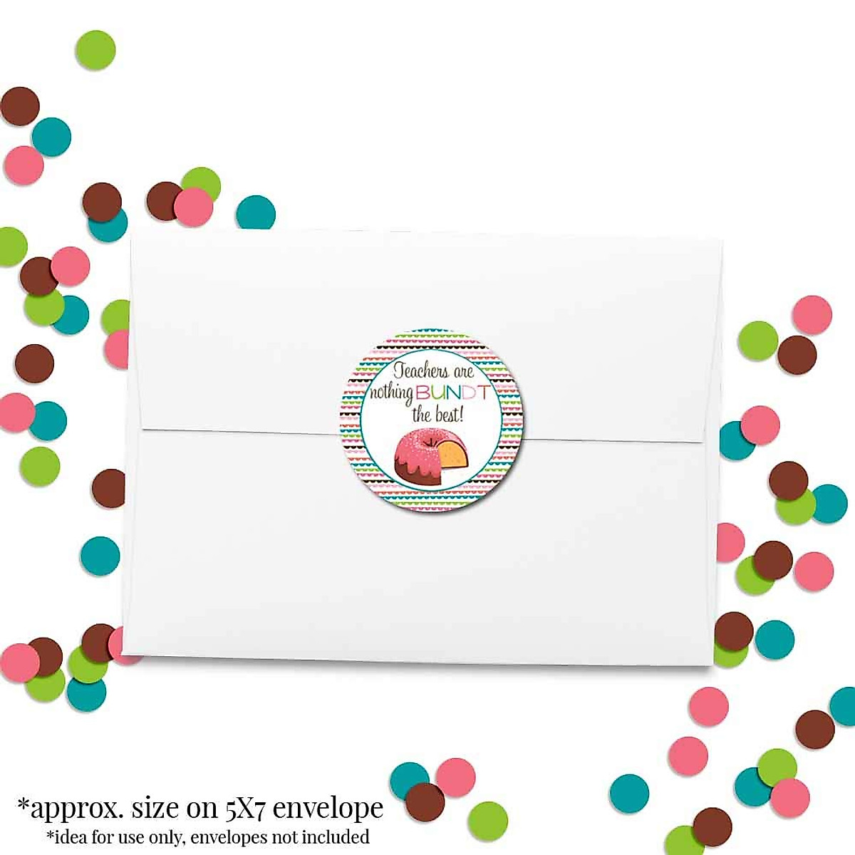 Nothing Bundt The Best Teacher Appreciation Thank You Sticker Labels, 40 2" Party Circle Stickers by AmandaCreation, Great for Envelope Seals & Gift Bags