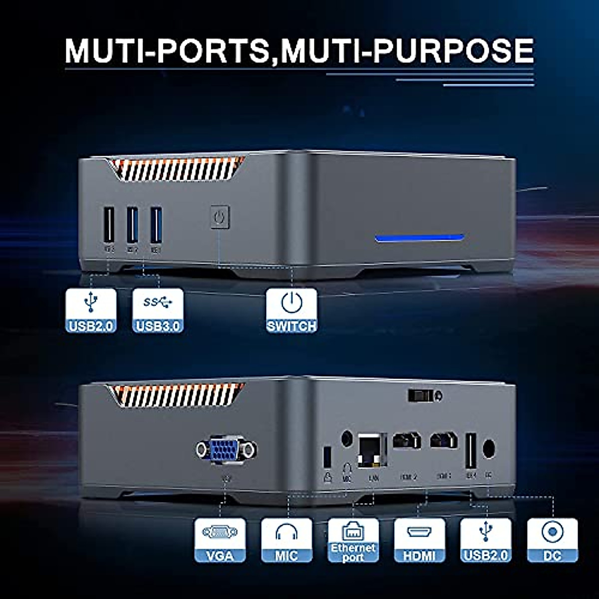 Mini PC Intel Celeron J4125 (up tp 2.70Ghz) 8GB RAM 128GB HDD ROM Quad-Core Windows 11 Computer