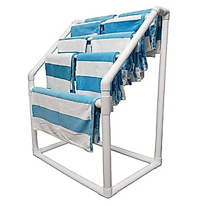 Essentially Yours 5 Bar Pool Towel Rack White| Free Standing Poolside Storage Organizer, 37" W x 22.5" L x 50" H, (White) Style 674123