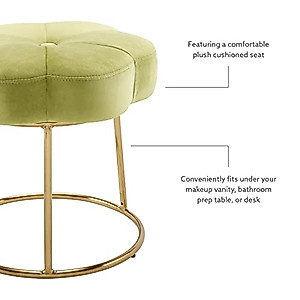 Linon Light Green and Gold Vanity and Accent Talulah Stool