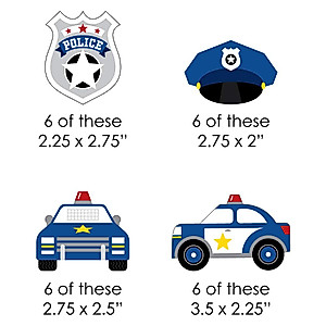 Big Dot of Happiness Calling All Units - Police - Paper Straw Decor - Cop Birthday Party or Baby Shower Striped Decorative Straws - Set of 24