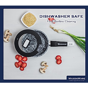 WaxonWare 1.75 Quart Ceramic Nonstick Pan with Lid - Non Toxic Nonstick Cookware, Free of APEO, PFOA, PTFE, Cadmium, & Lead - Small Sauce Pan with Lid & Bakelite Stay-Cool Handle (STONETEC Series)