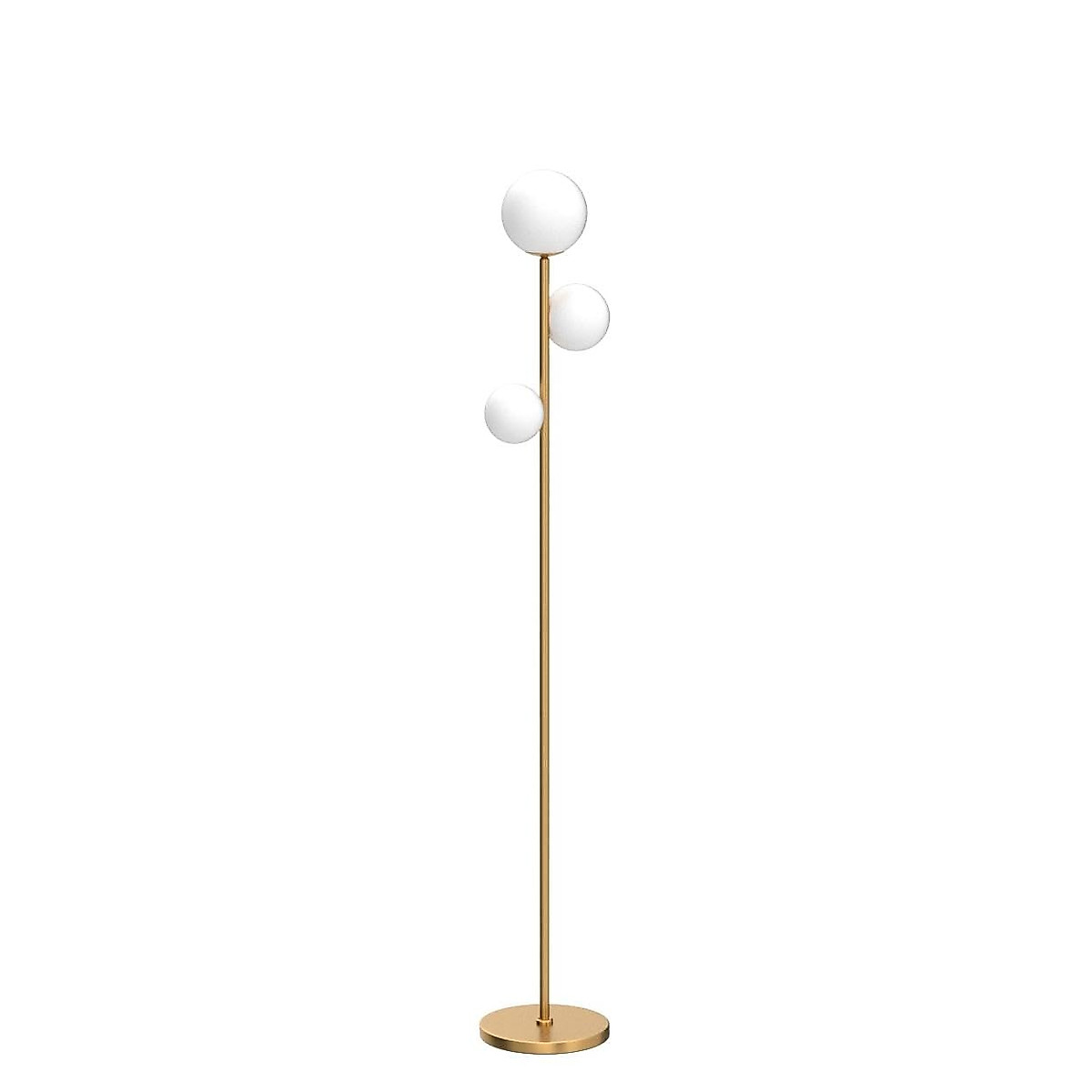 3 Globe Mid Century Modern Floor Lamp for Living Room, Contemporary Gold Floor Lamp with Frosted Glass Shade and Bulbs Included, LED Standing Tall Pole Lamp for Bedrooms, Office - Antique Brass